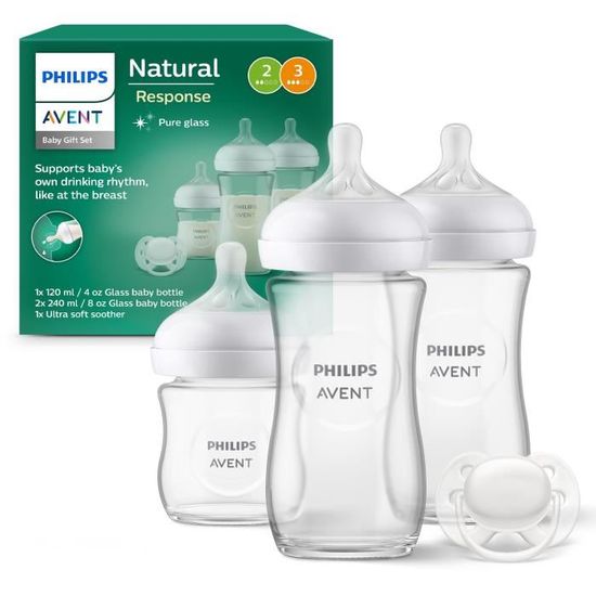 Kit nouveau-né - PHILIPS AVENT - Natural Verre 3.0 - Biberon Verre ...