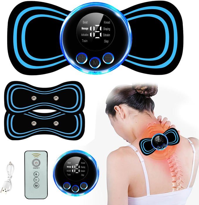 Appareil De Massage Portable,8 Modes,19 Niveaux,Appareil De Massage Ems Auto-Adhésif,Masseur D ...