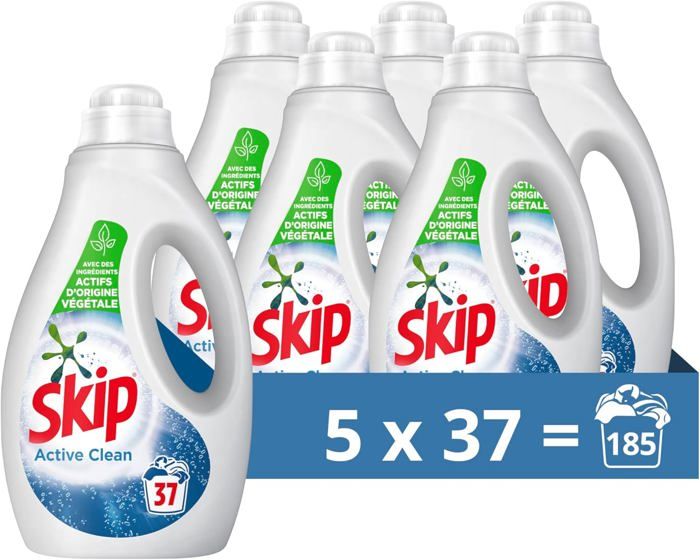 Skip Lessive Liquide Active Clean 5x37 Lavages - Cdiscount Electroménager