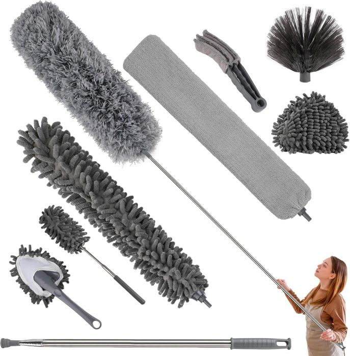 Plumeau Téléscopique Lavable Long Extensible 2,45m - Plumeau et Balai d ...