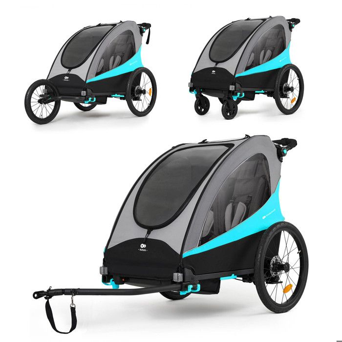 Remorque pour vélo 3 en 1 - Kinderkraft - NAVA - Poussette jogging ...