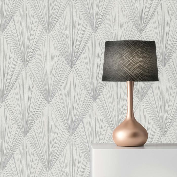 Papier Peint Graphique Carlo M1-No.1600 Blanc Gris Géometrique ...