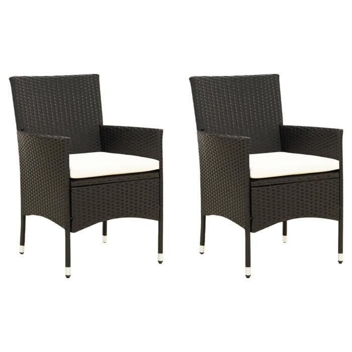 Atyhao Chaises de jardin 2 pcs avec coussins Résine tressée Noir AB316680 12367 - Cdiscount Jardin