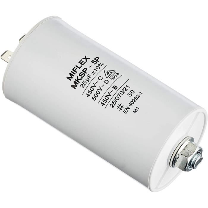 Condensateur de démarrage Condensateur Moteur 25 µF 450 V 45 x 83 mm ...