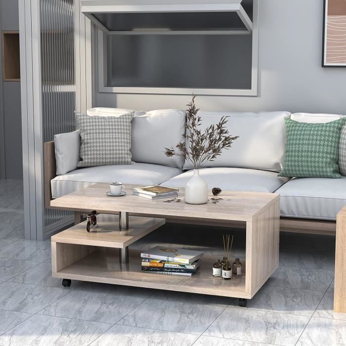 Table Basse - Marque - 3 Niveaux Avec Rangement - Mobile Avec 4 ...