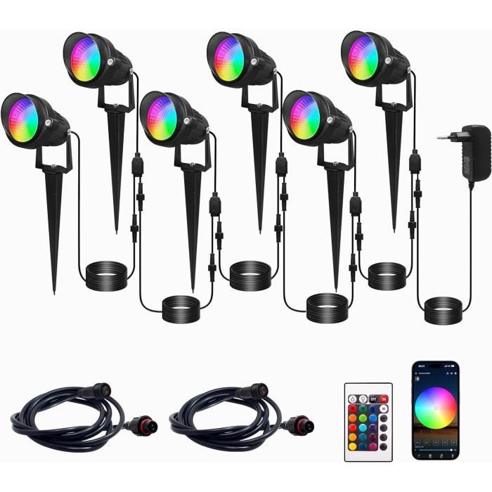 Spot LED RGB Extérieur, 12V 6W Lumière de jardin RVB, Étanchéité IP66 ...