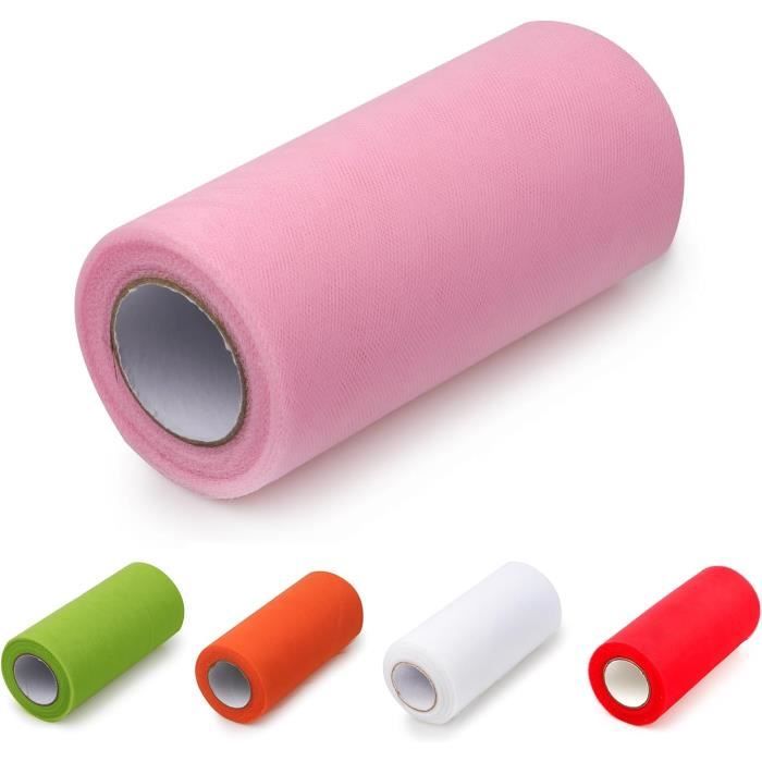 Rouleau de tulle rose - Ruban décoratif - Pour mariage, fête, banquet ...