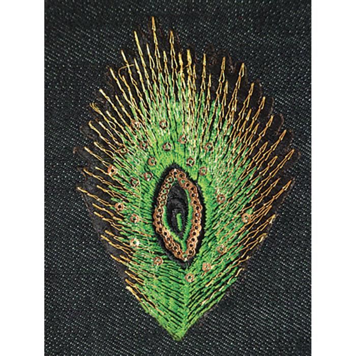 MOTIF BRODERIE THERMO PLUME VERT 11X7CM {couleur} - Cdiscount Beaux ...
