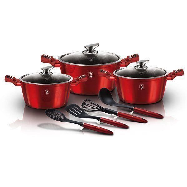 Berlinger Haus BH/6151 Metallic Line Burgundy Edition Batterie de cuisine 10 pièces - BH/6150 ...