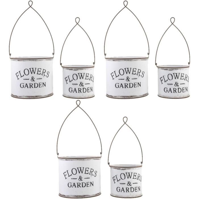 6 Pièces Pot De Fleur En Fer Forgé Pot En Étain Pot Suspendu Vases À ...