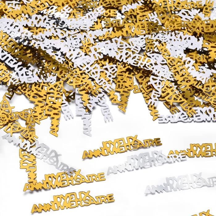 Confettis Joyeux Anniversaire Or+argenté,Decoration pour Anniversaire,Décoration de Table pour ...