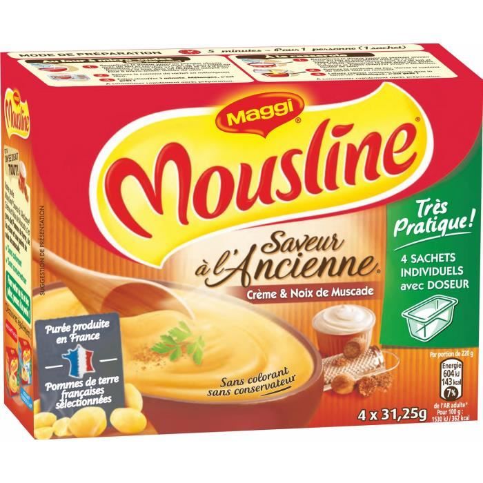Purée crème & noix de muscade 4 x 31.25 g Mousline - Cdiscount Au quotidien