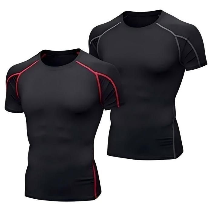 2 Pack Tee Shirt Compression Homme Maillot de Corps Running Sport ...