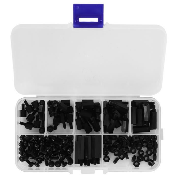 Kit d'assortiment d'écrous à vis en nylon M3 PWSHYMI - Noir - Cdiscount Bricolage