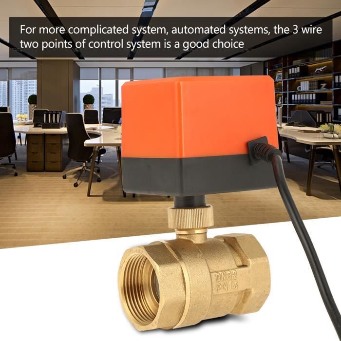 Vanne motorisée 1pc AC 220V G1-1-4 DN32 2 voies 3 fils 2 points de contrle en laiton électrique ...