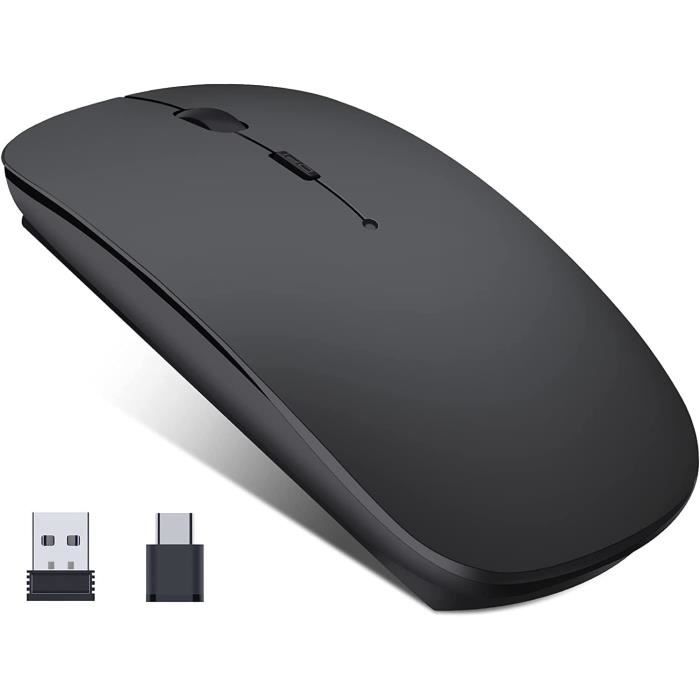 Souris Sans Fil (Usb + Usb C) Double Récepteur Noir[H286] - Cdiscount ...