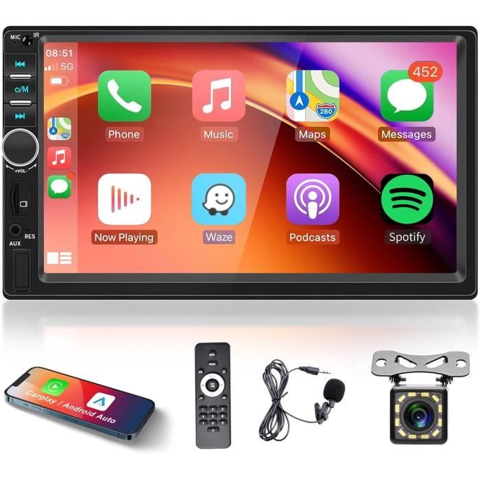 Apple Carplay Autoradio 2 Din Avec Android Auto Bluetooth Mains Libres 7 Pouces Écrantactile ...