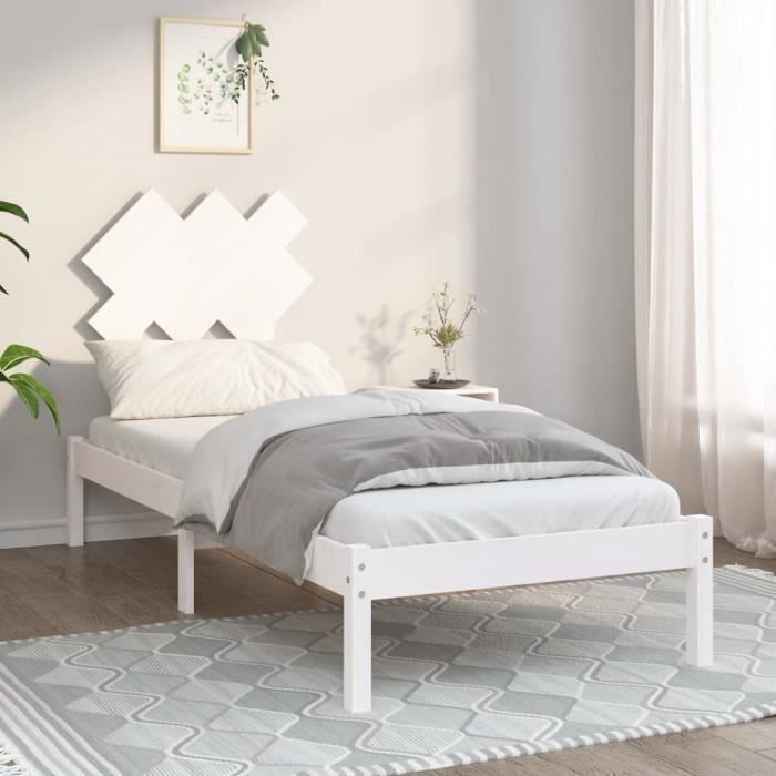 TRU Structure de Lit pour Matelas 75 x 190 cm, Lit Simple en Bois de ...