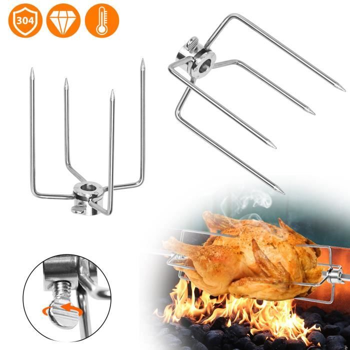XMTECH Lot de 2 Barbecue Fourchette, Broches à Viande en acier ...