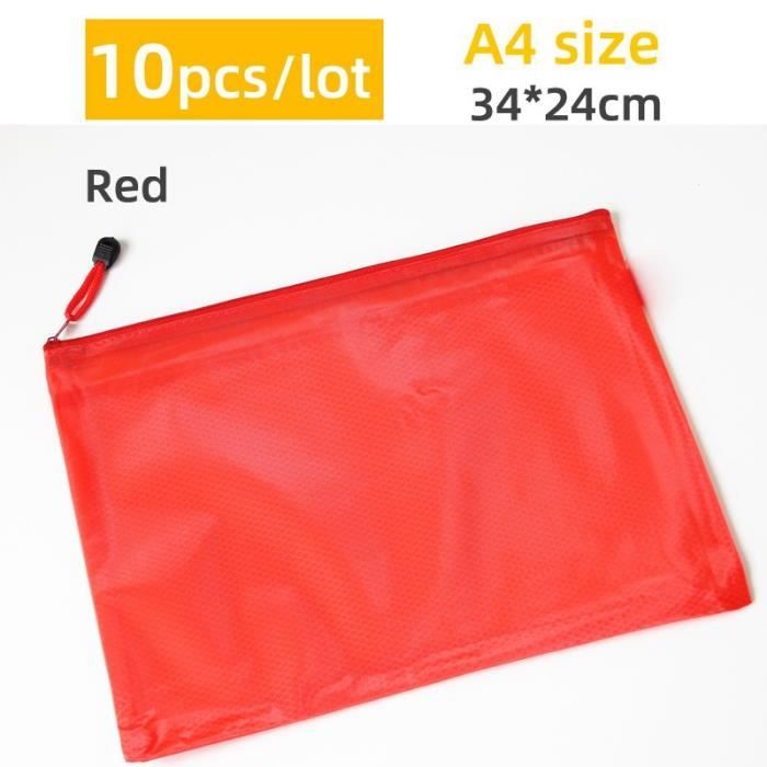 POCHETTE PLASTIQUE,a4 10pcs red--Sac en PVC transparent étanche de ...