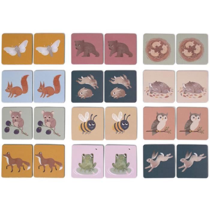 Jeu de memory - FILIBABBA - Animaux de la forêt - 24 pièces en carton ...