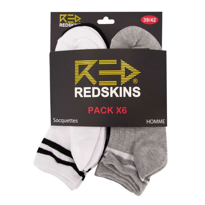 Pack de 6 socquettes rayées multicolores ricardo Homme REDSKINS Gris ...