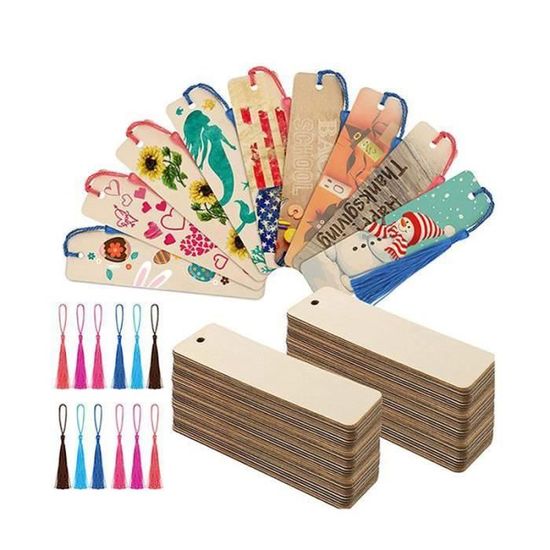 36 pièces signet en bois bricolage blanc gland signet bricolage signet ...