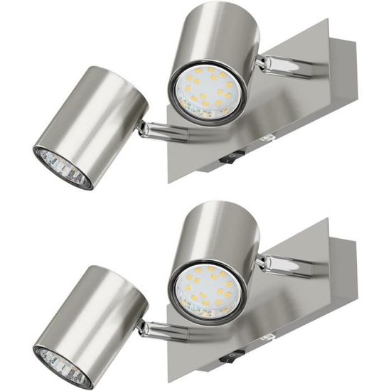 Ensemble d'appliques Waika, double flamme, avec interrupteur, chrome ...