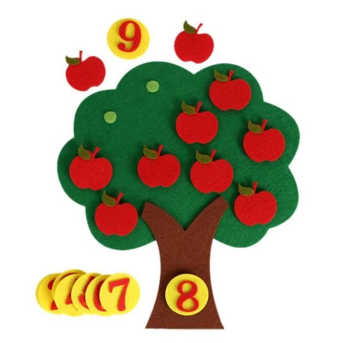 Tableau d'arbre en Feutre Jeux Mathématiques Matériel Pédagogique Feutre Pommes Numéro d'arbre ...