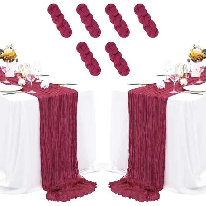 Lot De 6 Chemins De Table En Étamine En Bourgogne 90 X 300Cm Rustic ...