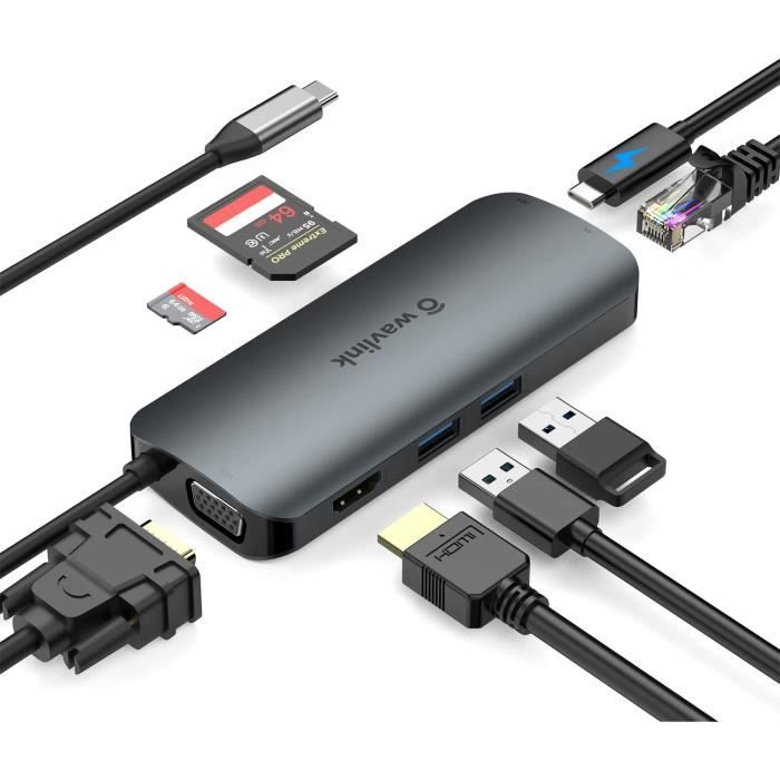 Hub USB C double écran avec HDMI VGA, adaptateur USB C pour MacBook Pro ...