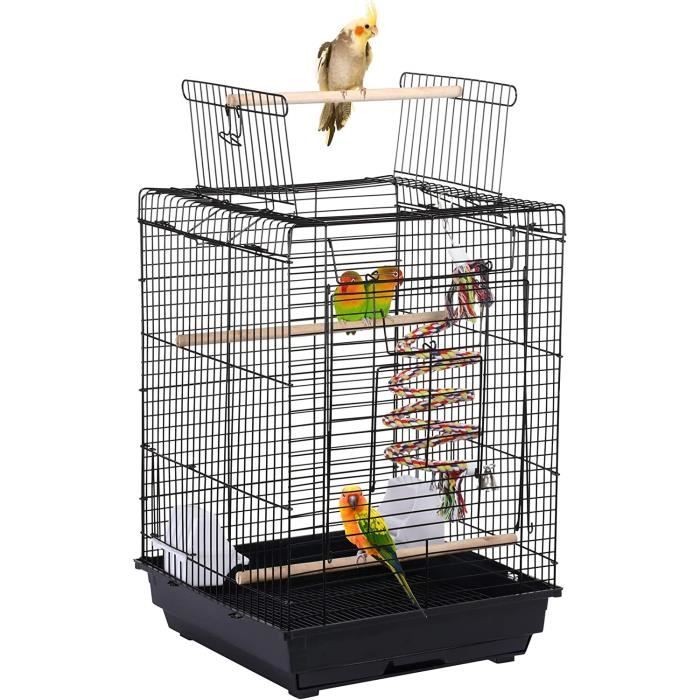 AJW-Cage à Oiseaux intérieur avec Corde de Jouet Poignée 40 x 40 x 58 ...