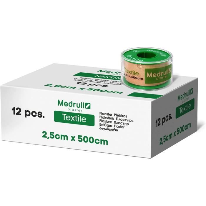 Medrull Ruban Adhésif pour Pansement en Tissu SoieRouleaux 5 m x 2,5 cm ...