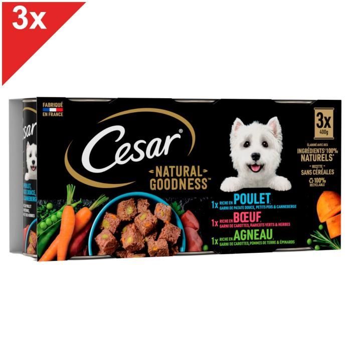 CESAR Natural Goodness 9 Boîtes 3 variétés sans céréales pour chien ...