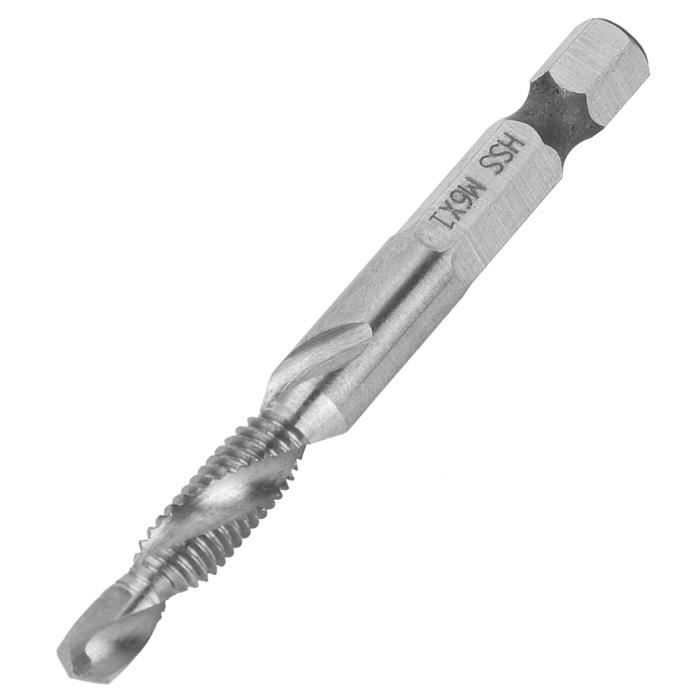 GOTOTOP Vis HSS Argent 6,35 mm Taraud à tige hexagonale Foret à travers le trou interne de ...