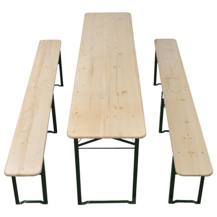 SIB Table avec 2 bancs 220 cm Bois de sapin - Cdiscount Jardin