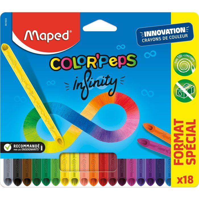 MAPED - CRAYONS DE COULEUR COLOR'PEPS INFINITY - 100% MINE, 100% UTILI ...