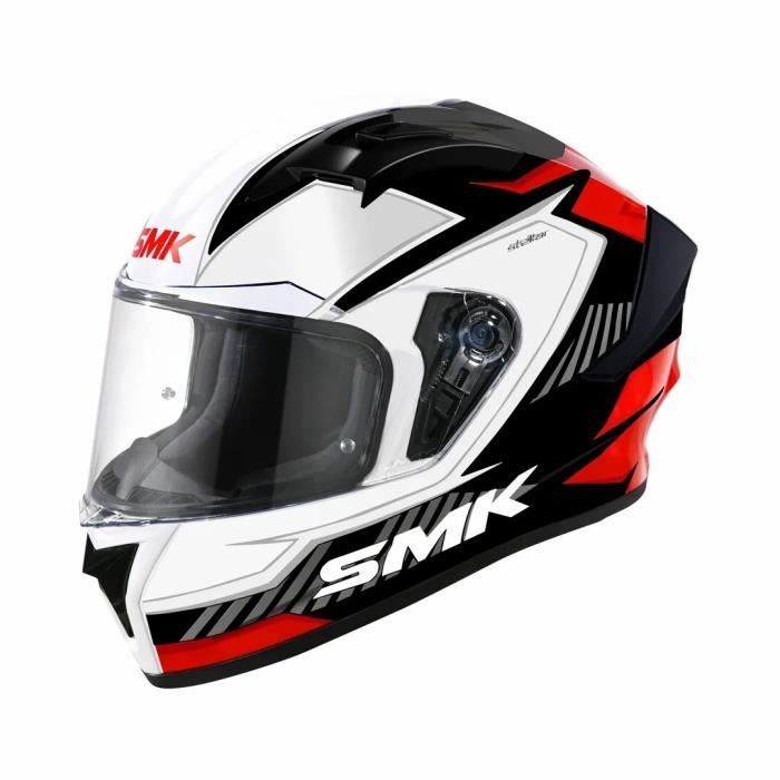 Casque moto intégral SMK Stellar Ado - blanc / rouge - S - Cdiscount Auto