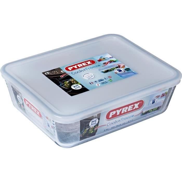 PYREX - 243P000/7046 - Plat rectangulaire avec couvercle - 25cm * 19 cm ...