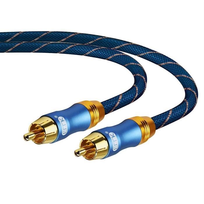 Câble Subwoofer Câble Rca Coaxial Numérique Plaqué Or Nylon Tressé Rca ...