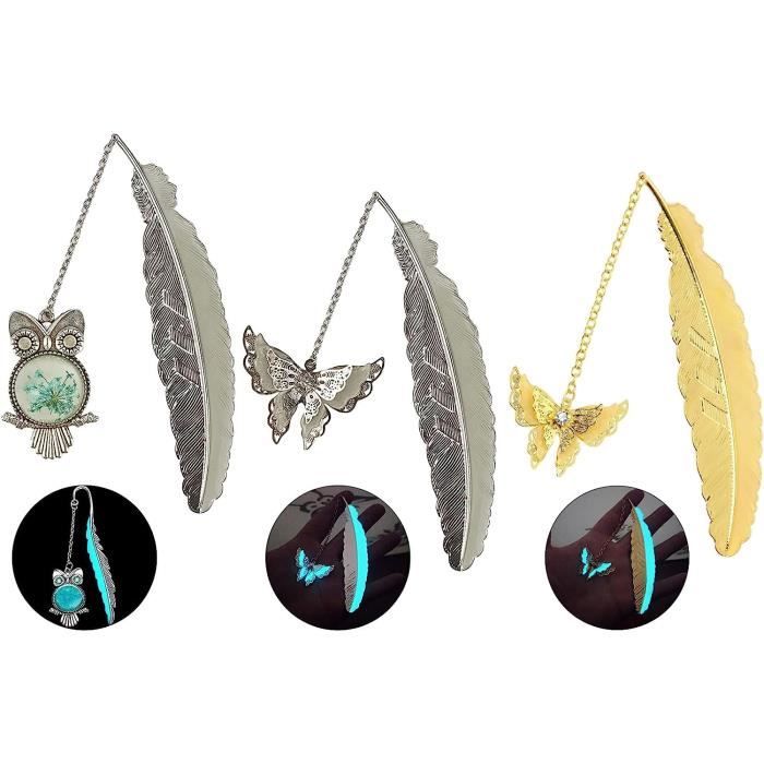 FANNAS 3 Pièces Marque Page en Métal, Marque-Page Papillon 3D Marque ...