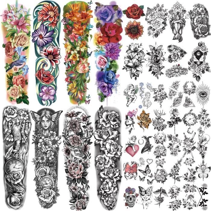 Metuu 46 feuilles de tatouage temporaire étanche semble réel pour les ...