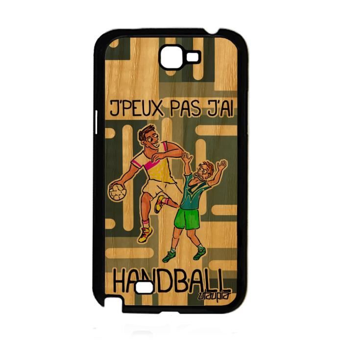 Coque silicone Samsung Note 2 bois humour j'peux pas j'ai handball hand ...