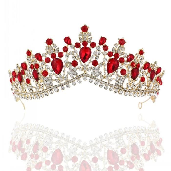 DIADEME,Gold Red No Comb--Couronne de diadème de mariée Baroque Rose or ...