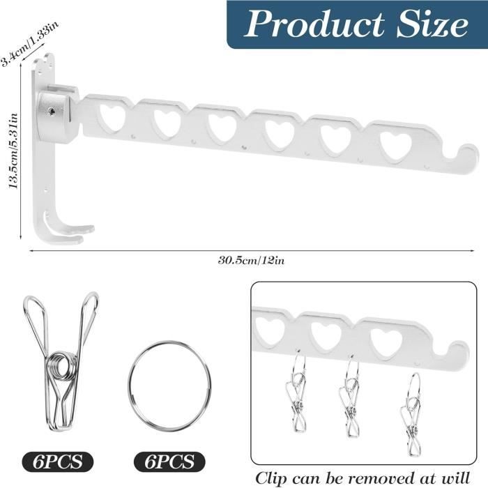 Porte Cintre Mural, Étendoir Mural, Séchoir À Linge Mural, Rotation 90 ...