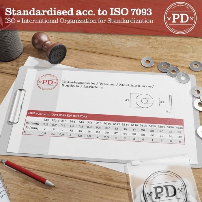 ® Rondelles Metal M14 (Din 9021 - Iso 7093) | Rondelles Plates Acier ...