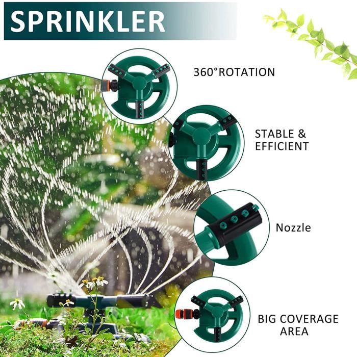 Arroseur de Jardin, Arroseur de Pelouse Rotatif RéGlable Arroseur ...