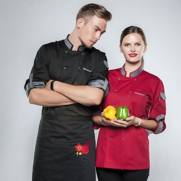 Tongcart Chef Chemise Chef Veste à Manches Longues Réglable Hommes ...
