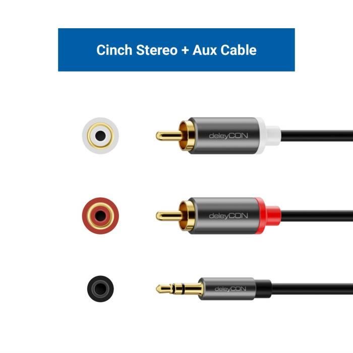 5M Câble Jack Vers Cinch Rca Câble Audio 3,5Mm Convertisseur Câble ...