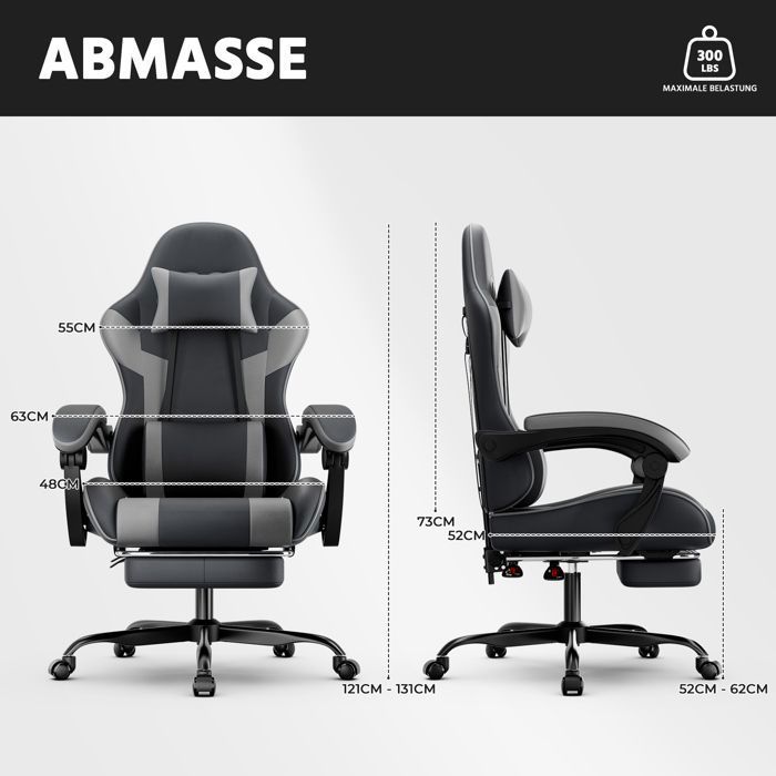 Chaise de Bureau, Chaise de Gaming Ergonomique avec Soutien Lombaire ...